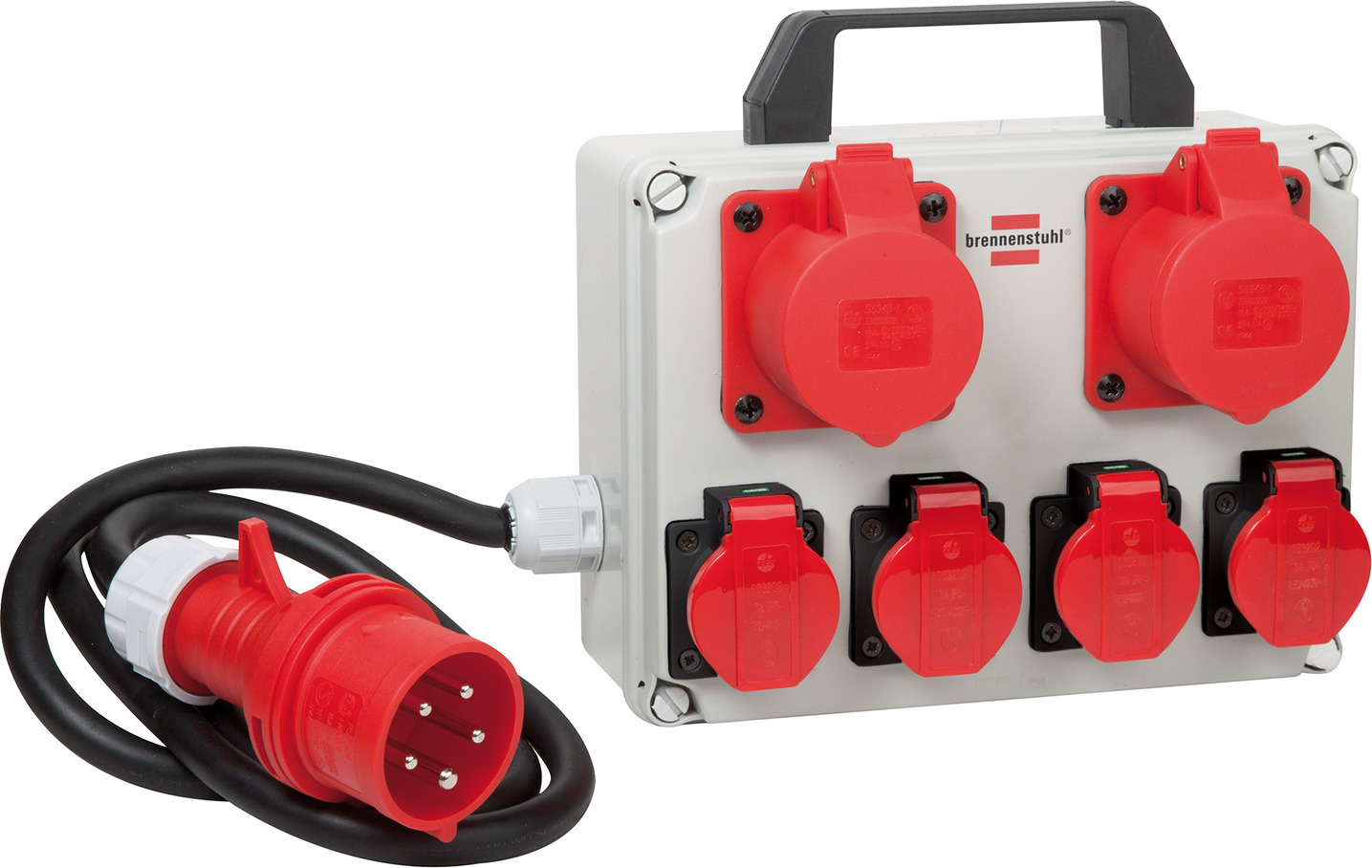 Piccolo distributore di corrente compatto BKV 2/4 T, Spina 5p 400V/16A (IP44), Prese 4x T25 400V ...